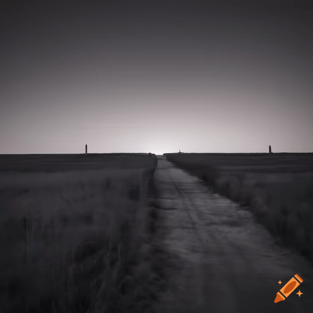 Desolate field at night on Craiyon