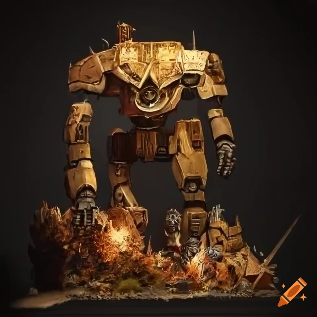 Mech diorama with intricate layering and stunning lighting on Craiyon