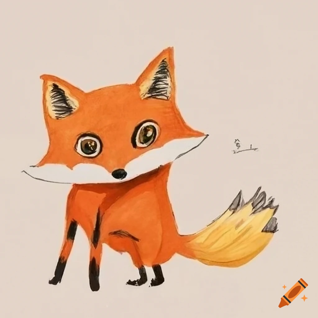 Child's drawing of a fox on Craiyon