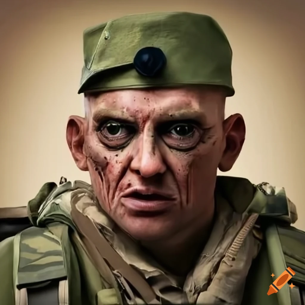 Humorous realistic-looking soldier with funny clothes on Craiyon