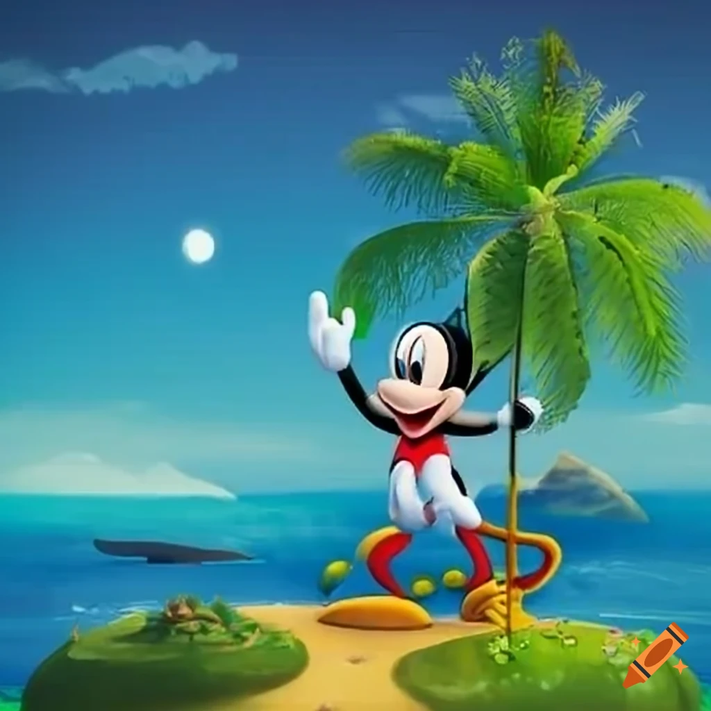 Mickey mouse on a desert island on Craiyon