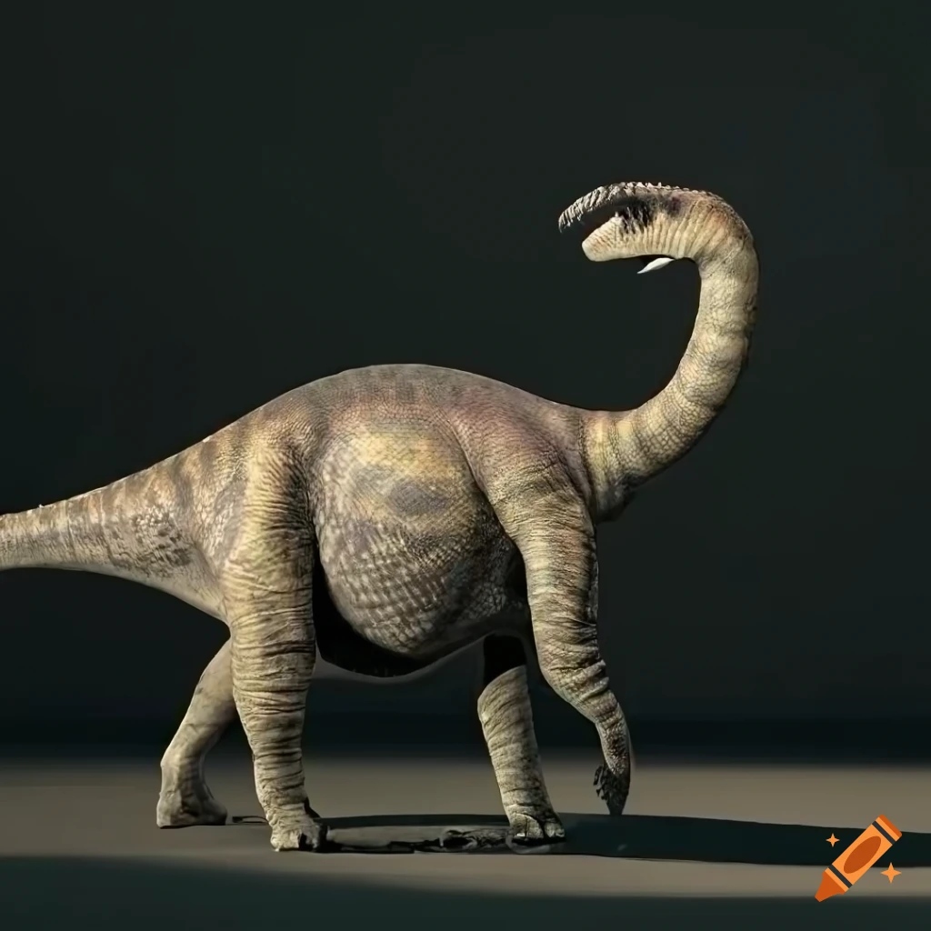 Full body view of a Hadrosaurus dinosaur with intricate colorful ...