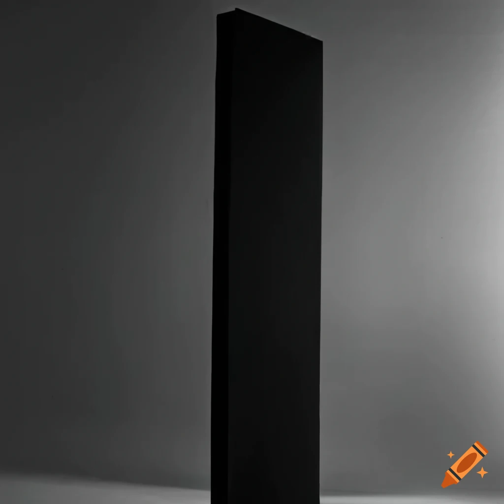 Tall black rectangle in the desert in black and white on Craiyon