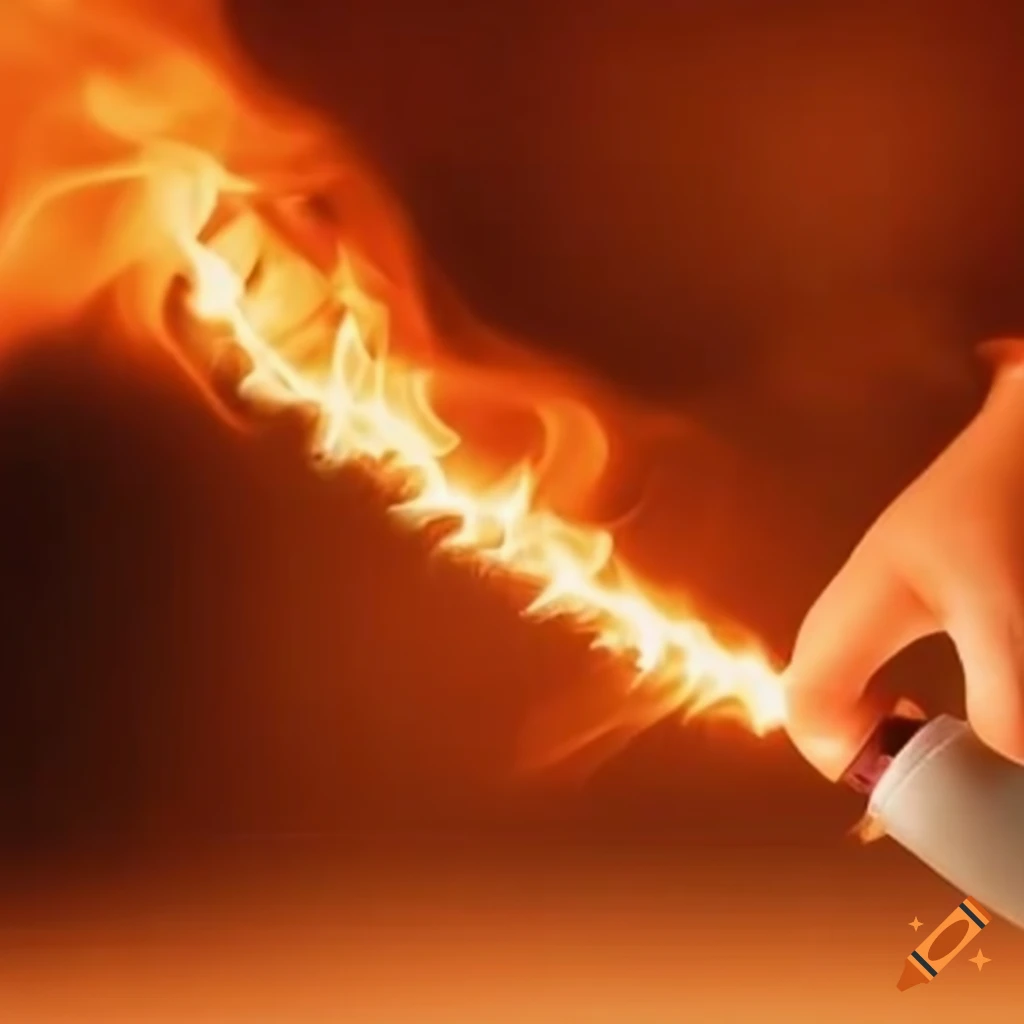 Innovative spray bottle cooking food with instant fire on Craiyon