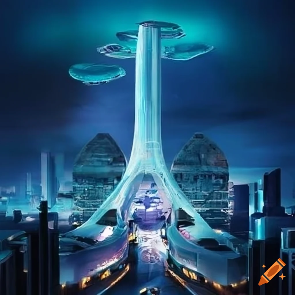 Futuristic utopian world on Craiyon
