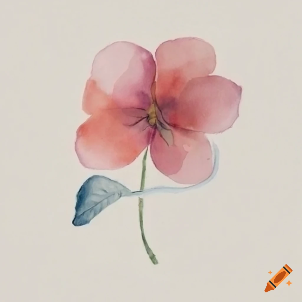 Minimalistic watercolor painting of a single flower on Craiyon