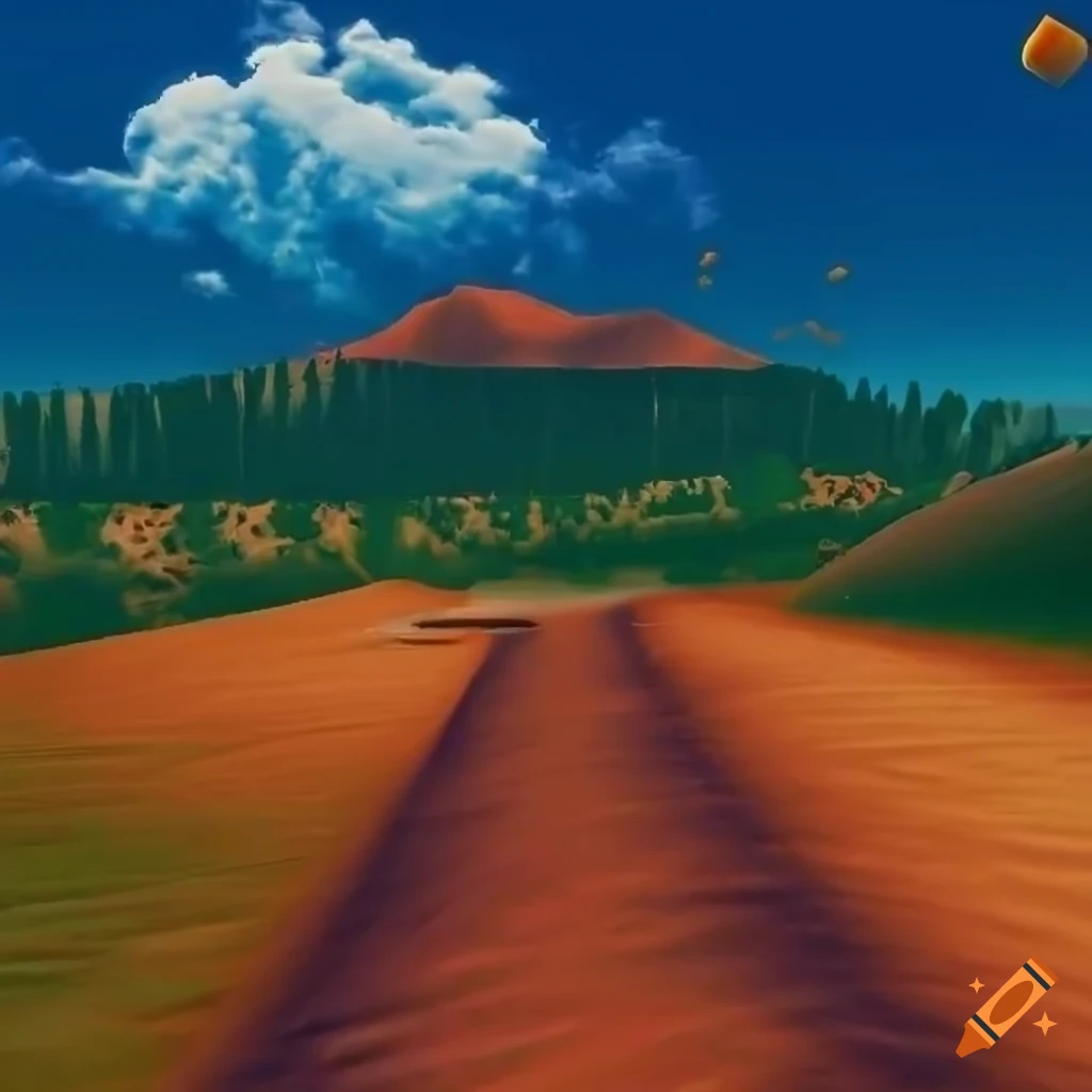Landscape from super mario 64 on Craiyon