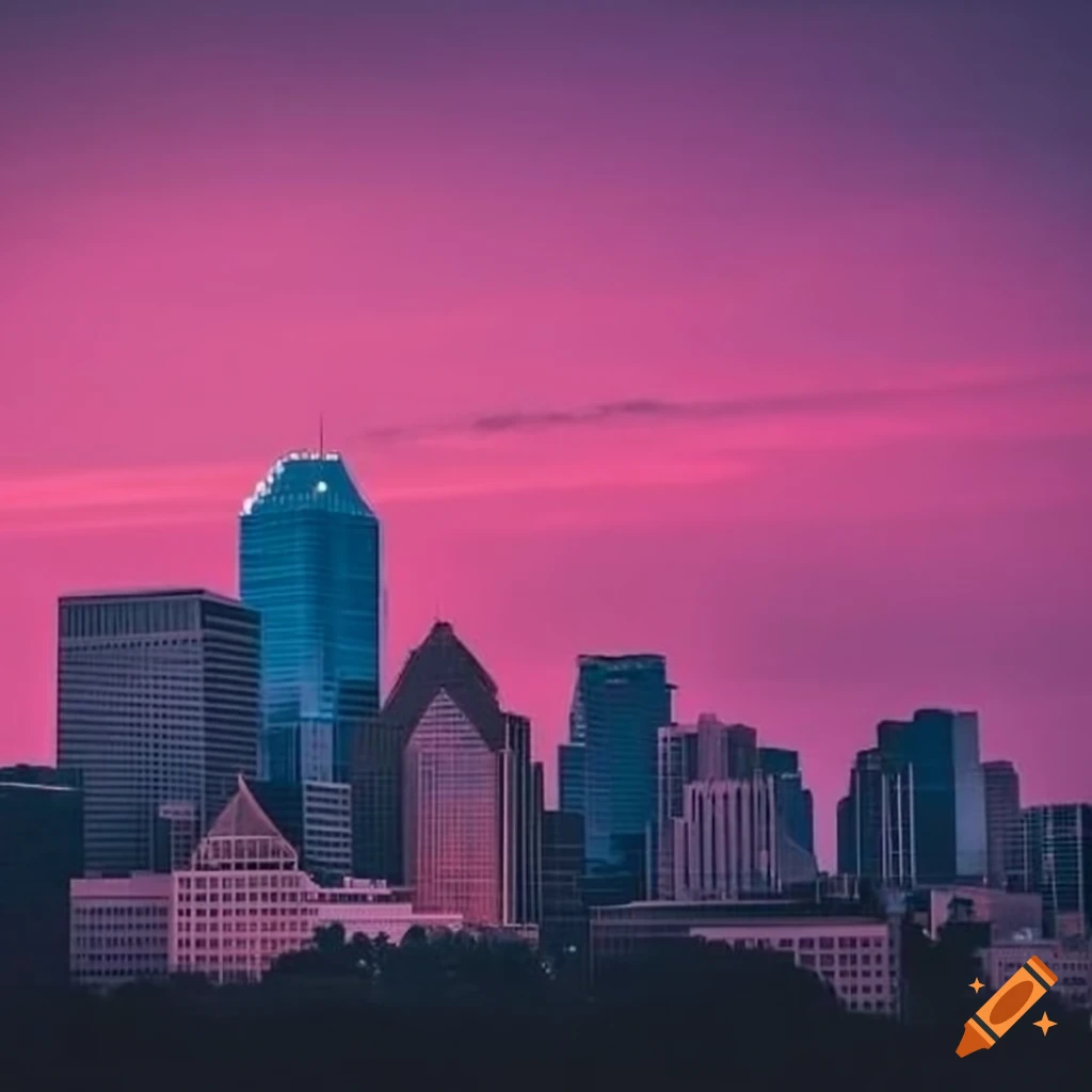 Austin texas city skyline with a pink tint on Craiyon