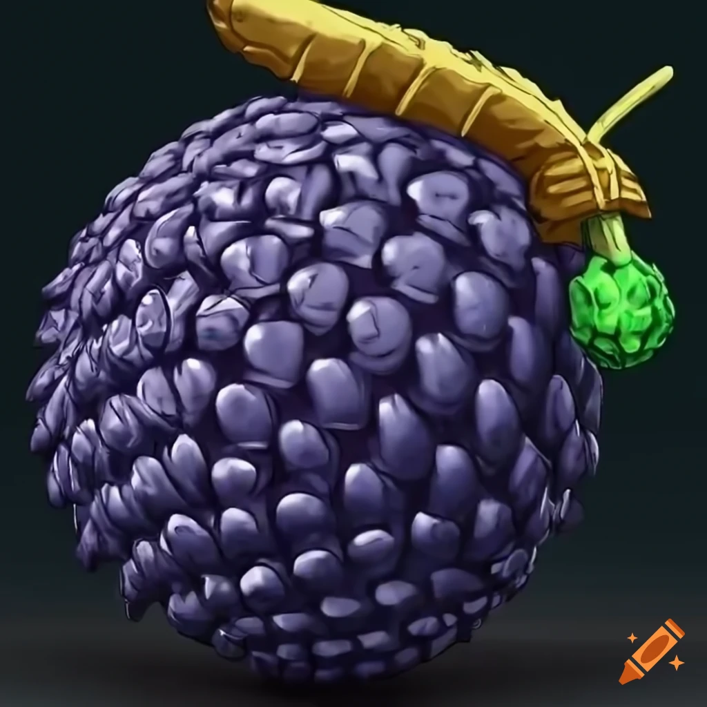 Devil fruit with grey and black scales pattern on Craiyon
