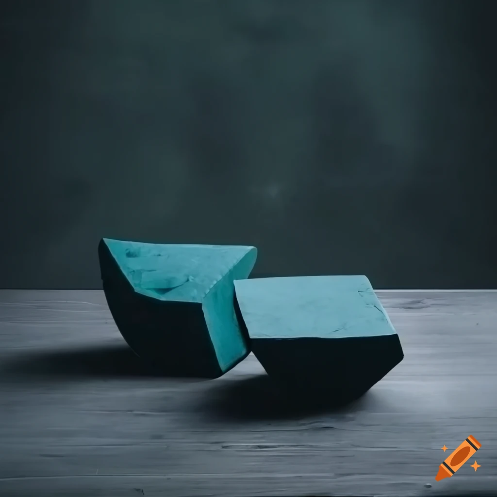 Irregular solid objects on table in old dark hotel room on Craiyon