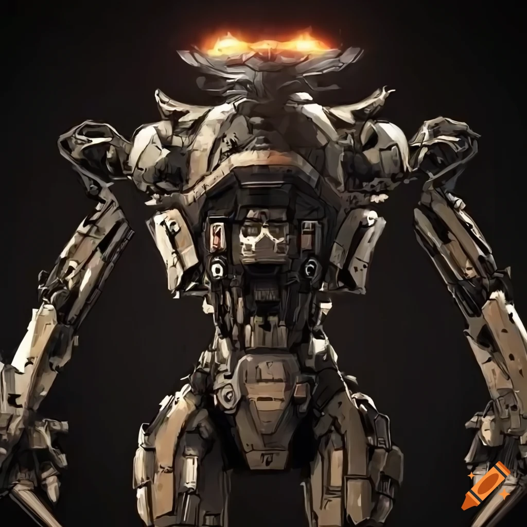 Futuristic mech in high definition with intricate layering and sharp focus on Craiyon