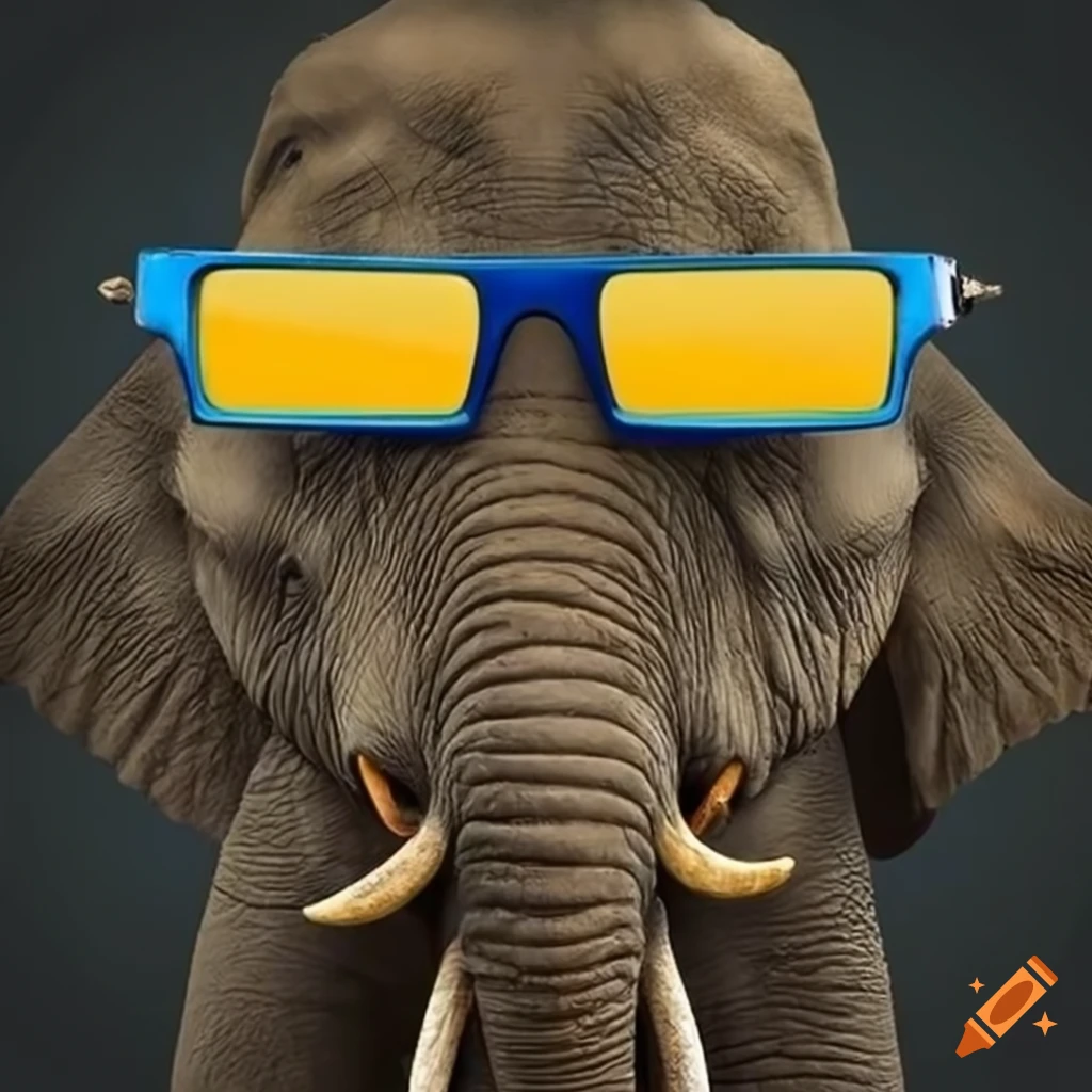 Elephant wearing big yellow glasses on Craiyon