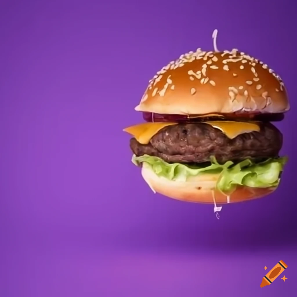 Burger with a purple background on Craiyon
