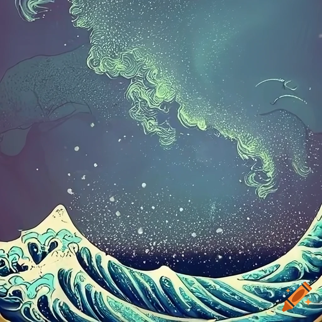 Japanese waves art on Craiyon