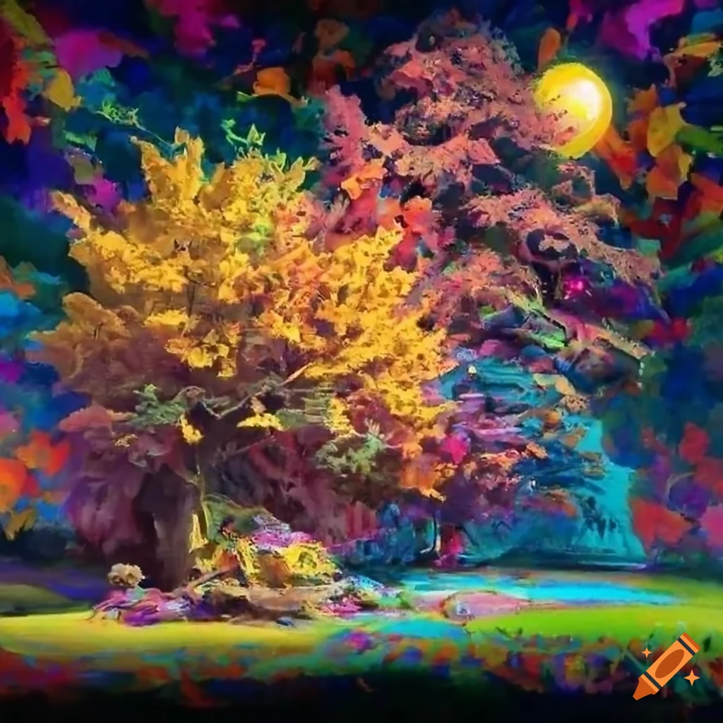 Abstract diorama with intricate layering and spectacular lighting on ...