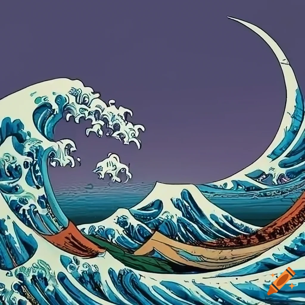Japanese waves artwork on Craiyon