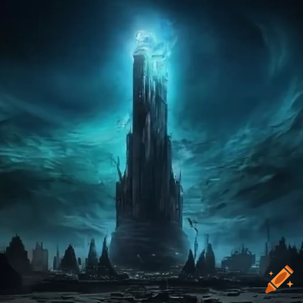 Utopian world with advanced defenses and a giant in a fantastical ...