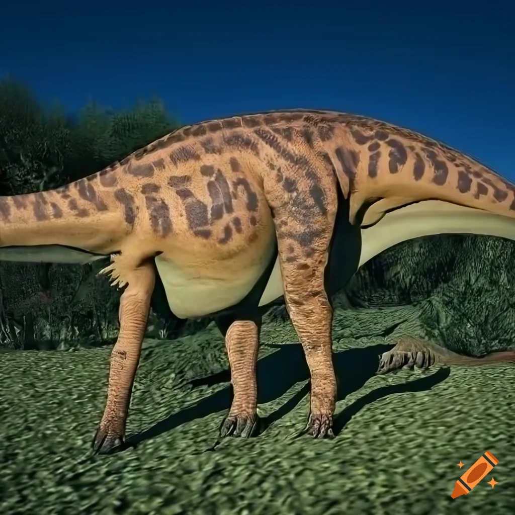 Hefty Hadrosaurus dinosaur with intricate lizard-like color pattern in ...