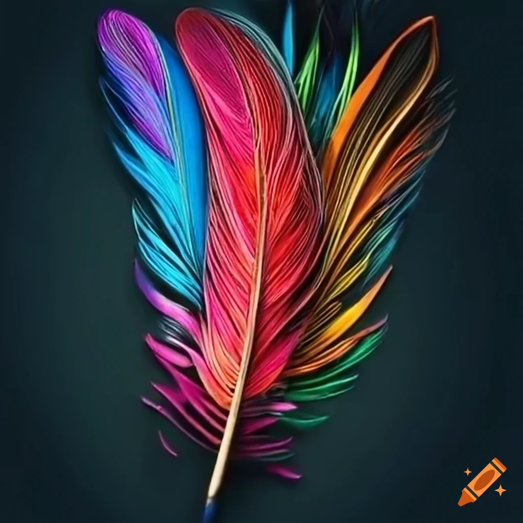 Colorful quill on Craiyon