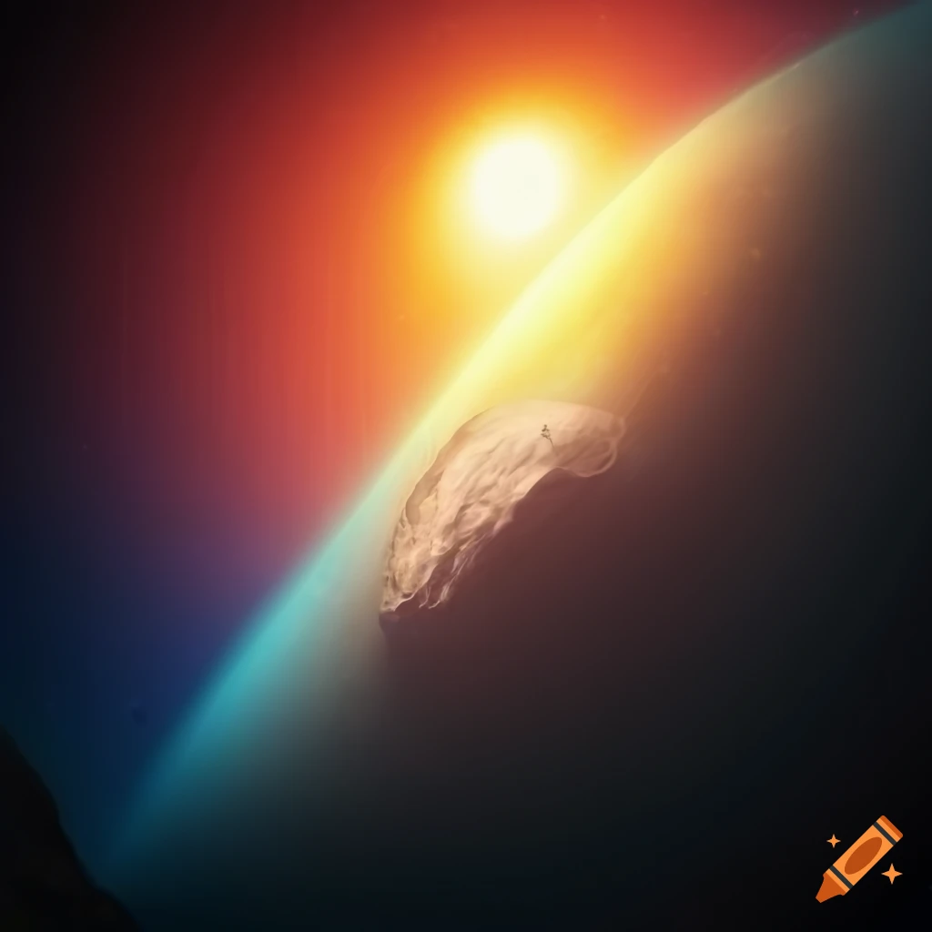 View of asteroid belt in space on Craiyon