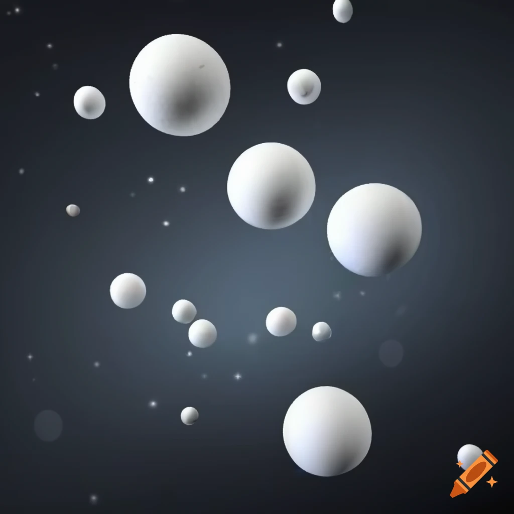 3d balls floating in white space on Craiyon