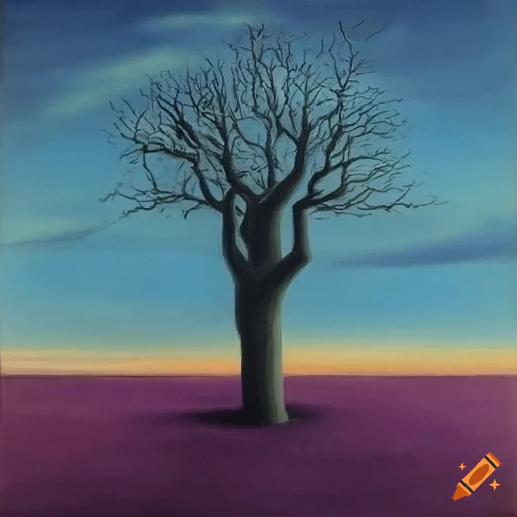 Tree with twisting branches by rene magritte on Craiyon