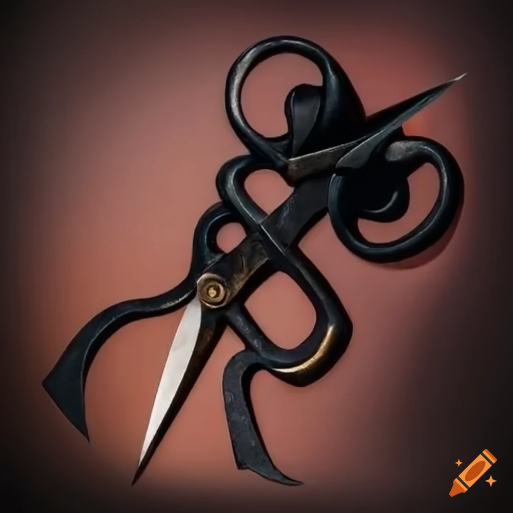 Tarot card with old scissor cutting a black ribbon on Craiyon