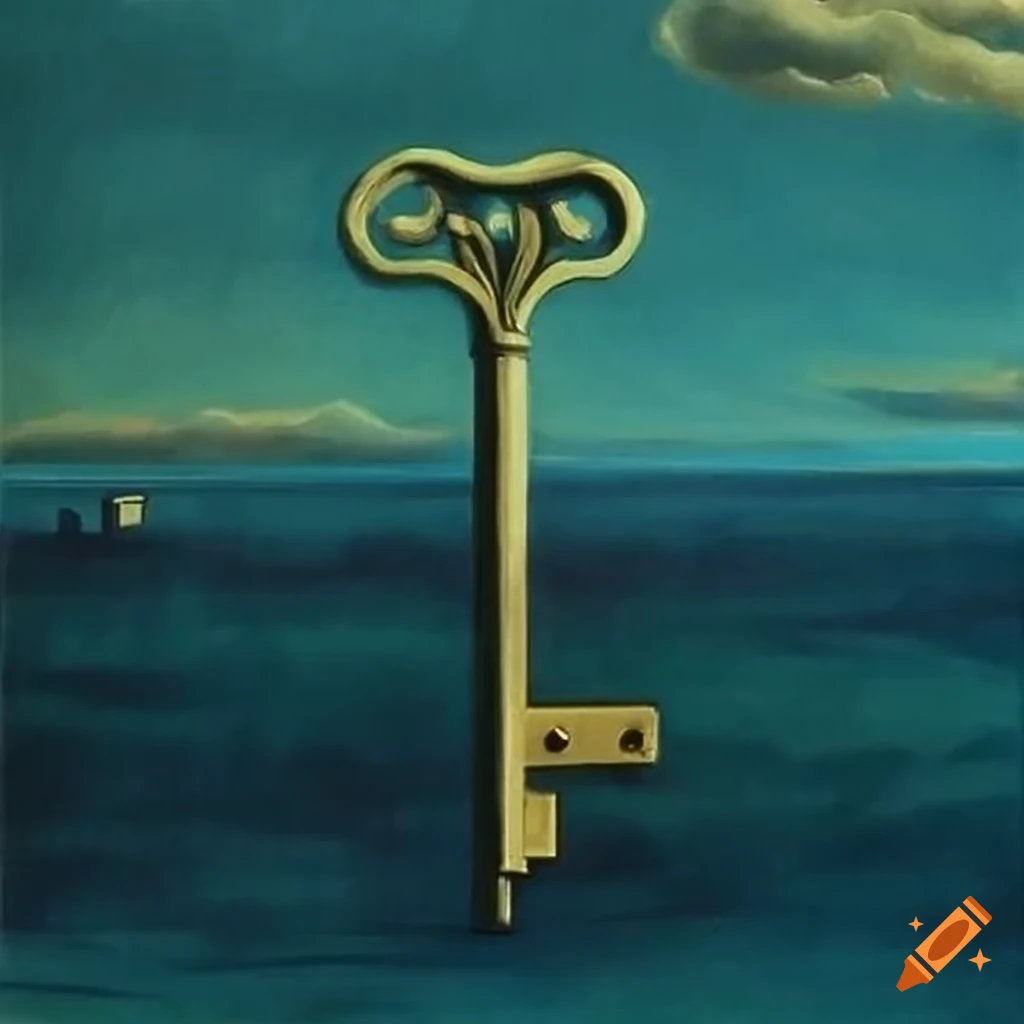 Rene magritte's artwork of a door lock key on Craiyon