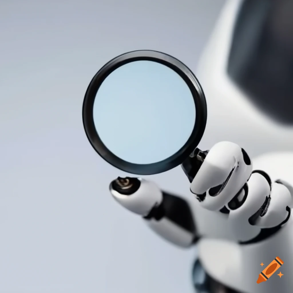 Futuristic robot with a magnifying glass on Craiyon