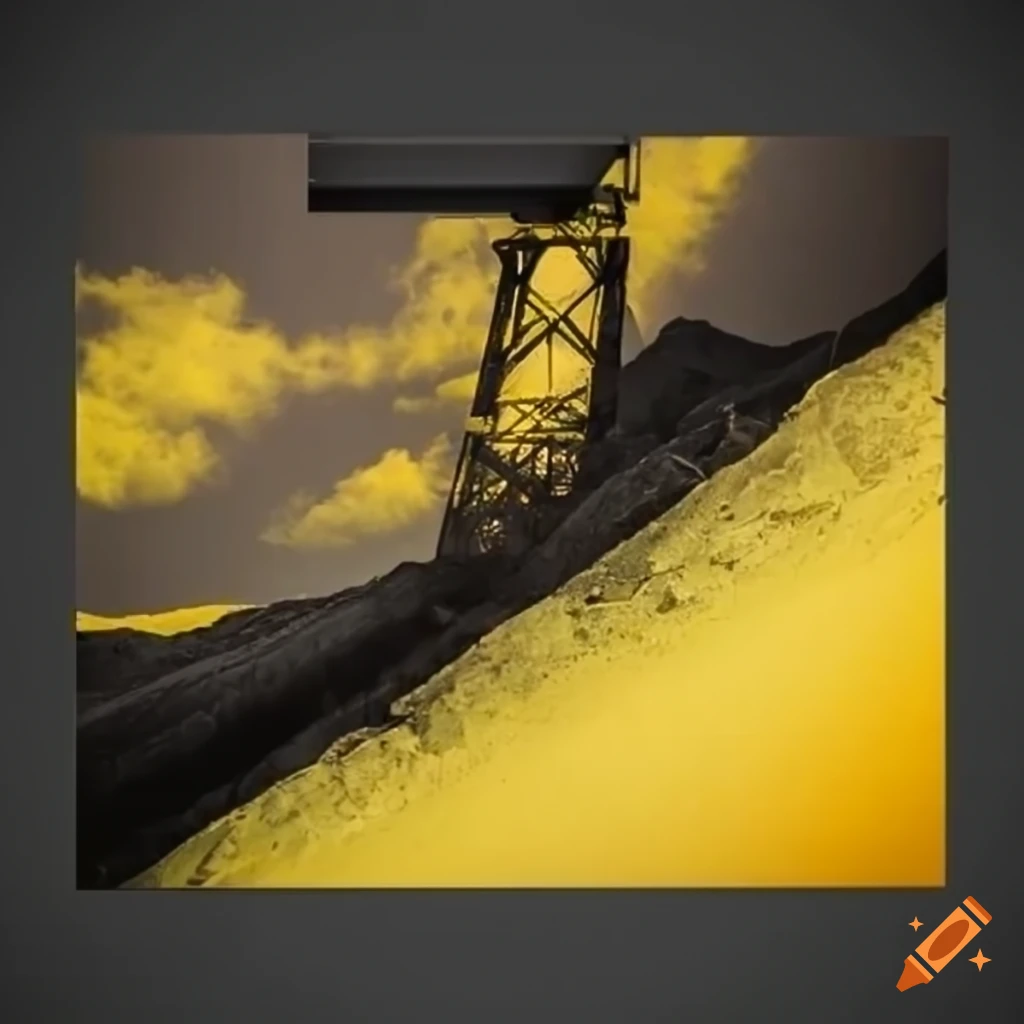 Mining brochure poster design with black and yellow theme on Craiyon