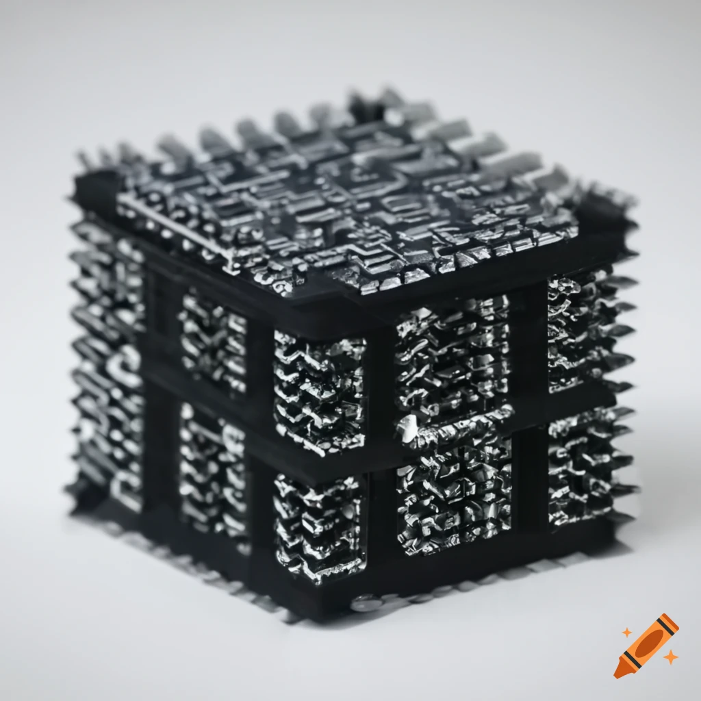3d printed cube circuitry chiplet chip package on Craiyon