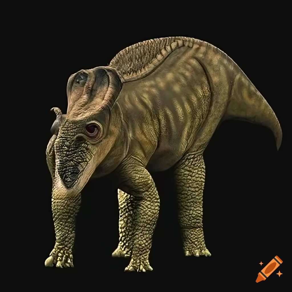 Colorful hadrosaurus dinosaur in warm morning light on Craiyon