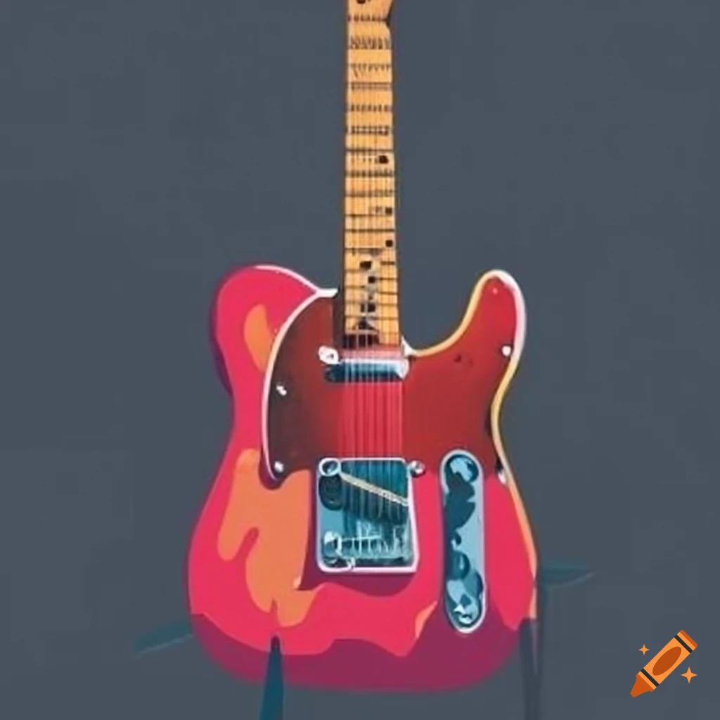 Red telecaster oil painting on Craiyon