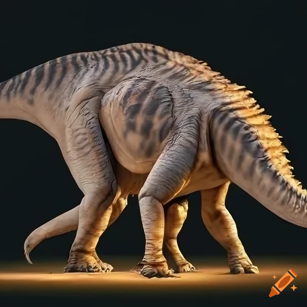 Hadrosaurus dinosaur with intricate color pattern and detailed scaly ...