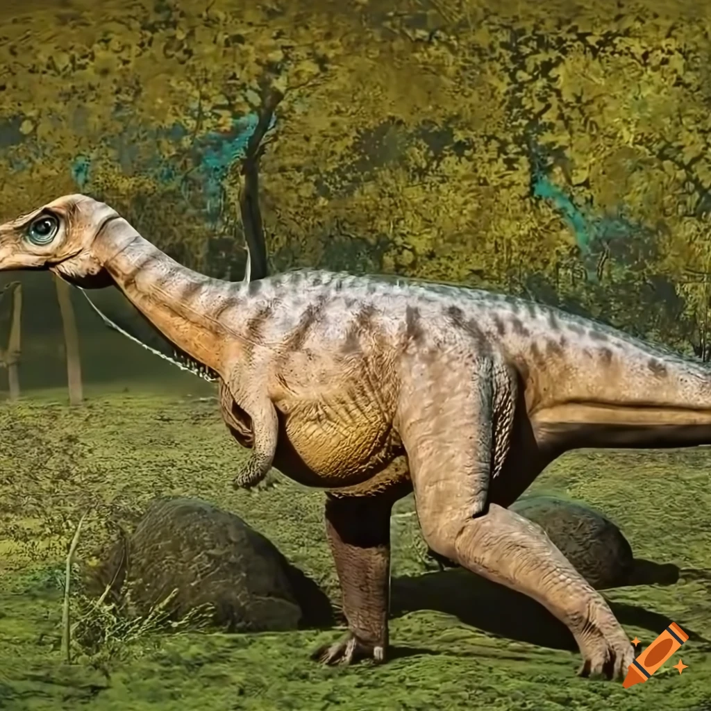 Hefty hadrosaurus dinosaur with striking color patterns in the wild on ...