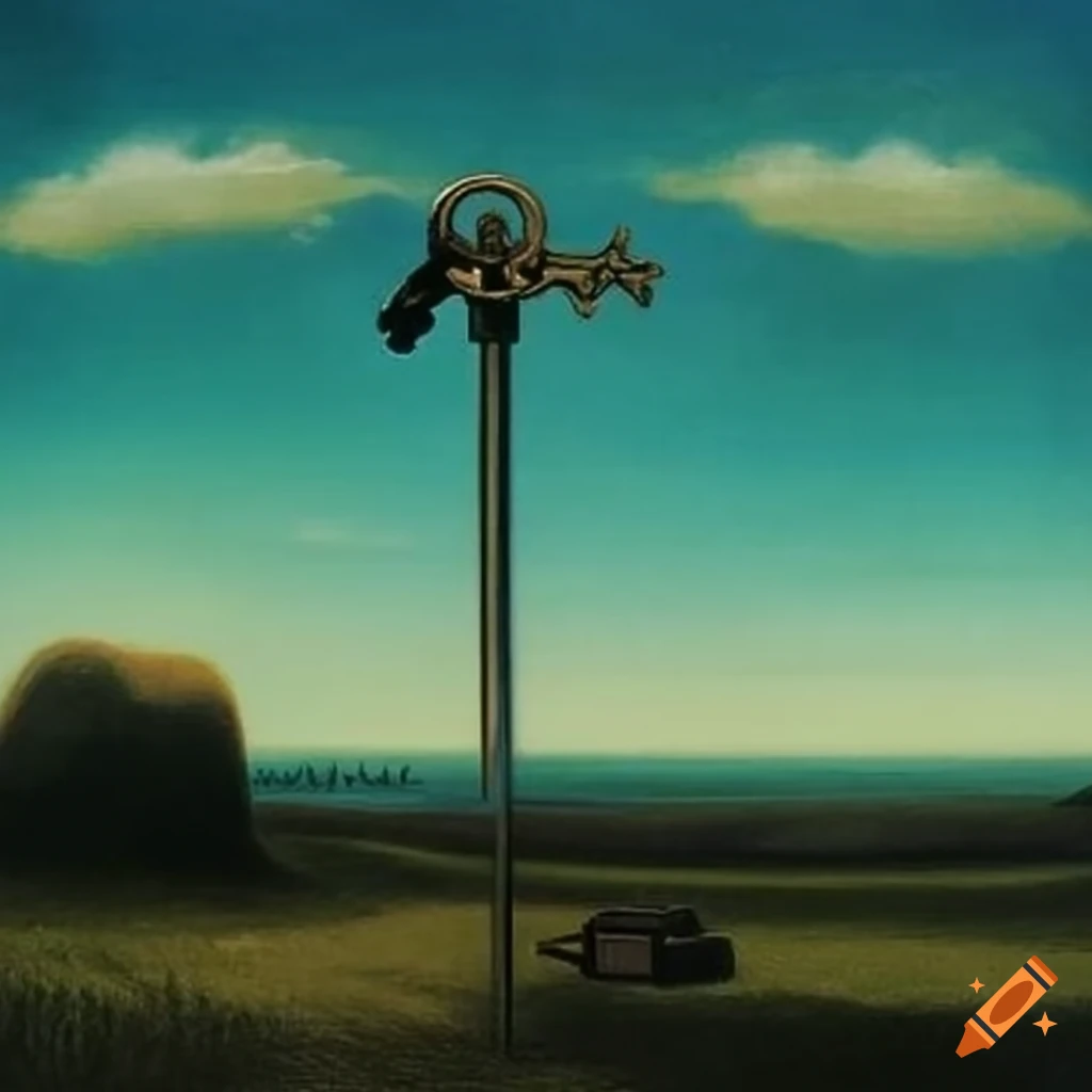 Rene magritte's artwork of a door lock key on Craiyon