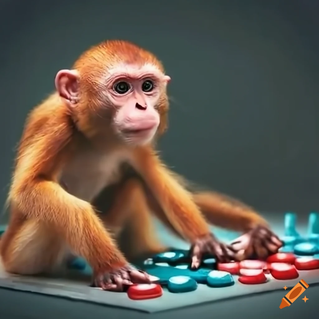 Cute monkeys playing classic board games on Craiyon