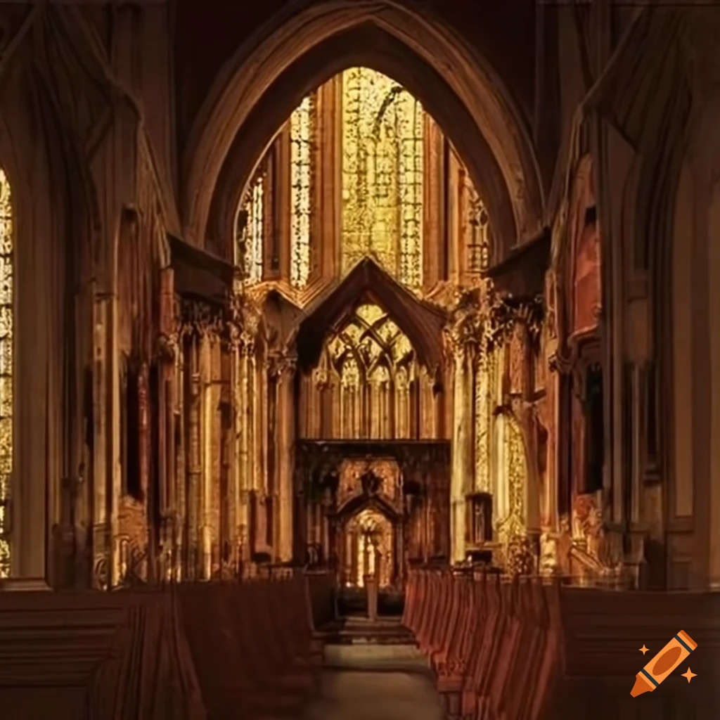 Medieval prayers in front of a church designed by frank miller on Craiyon
