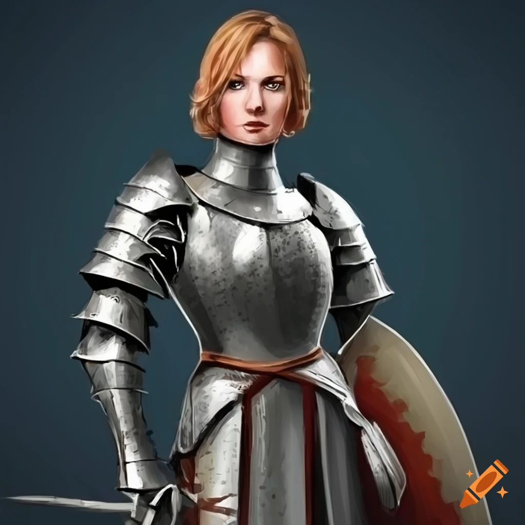 Woman knight wearing heavy armor on Craiyon