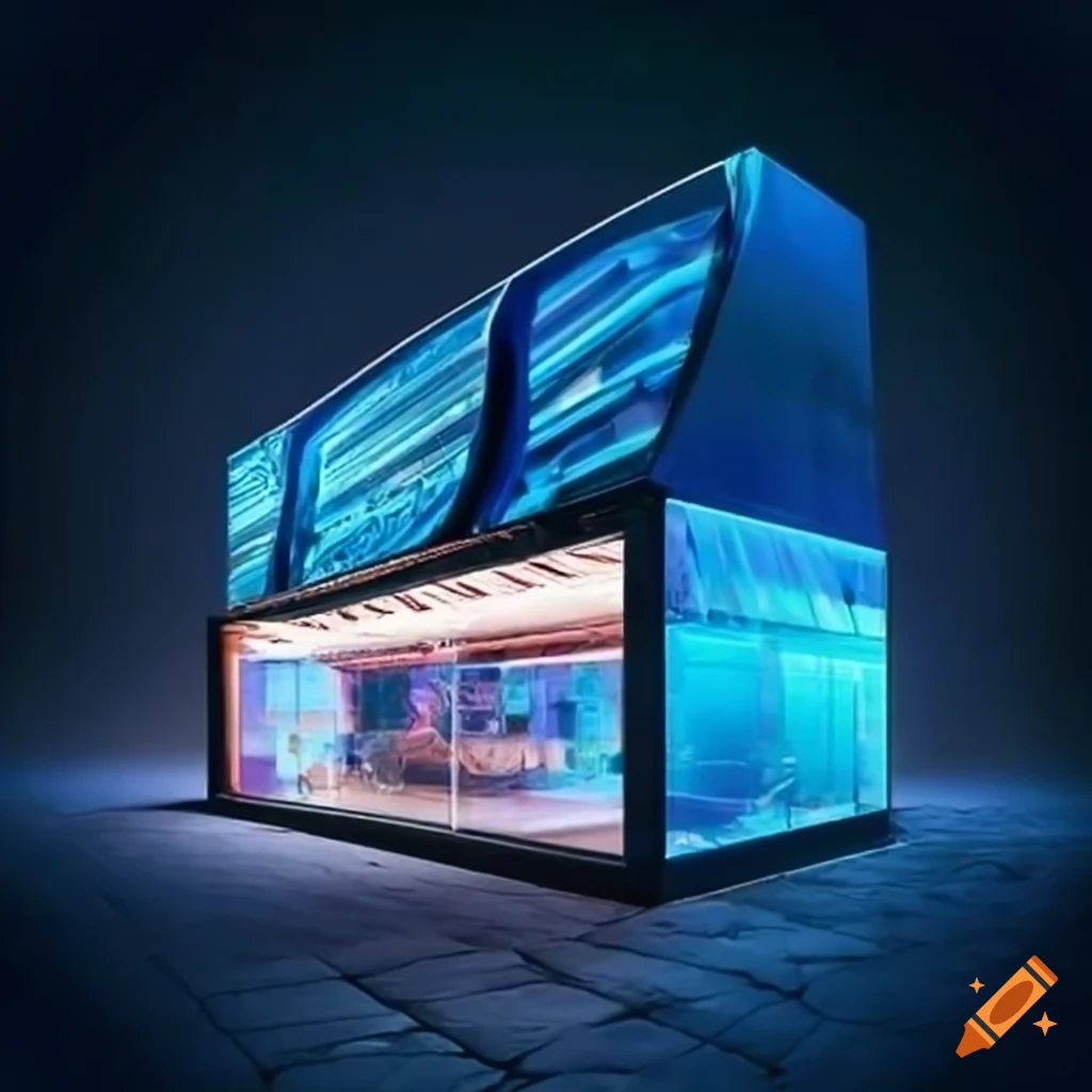 Exterior of a futuristic shop on Craiyon