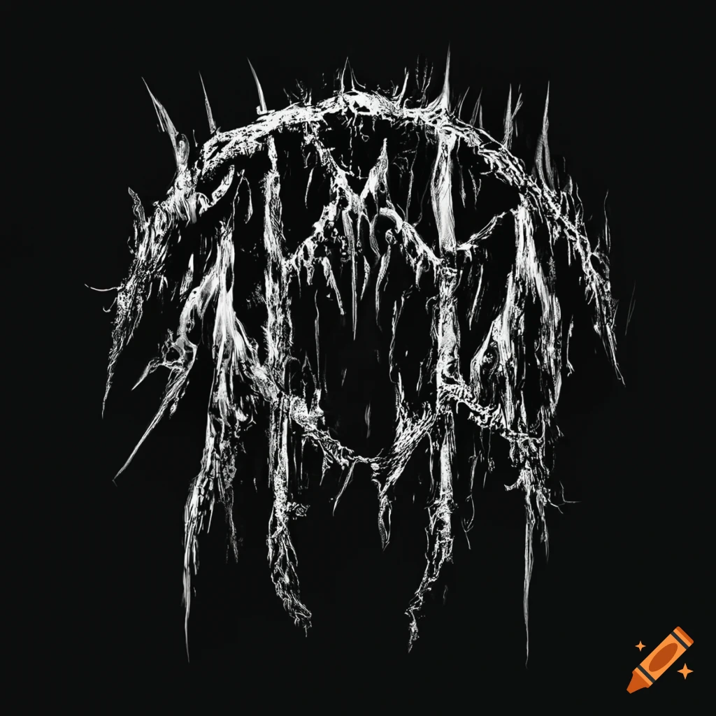 Haunting black metal band logo in bold font on Craiyon