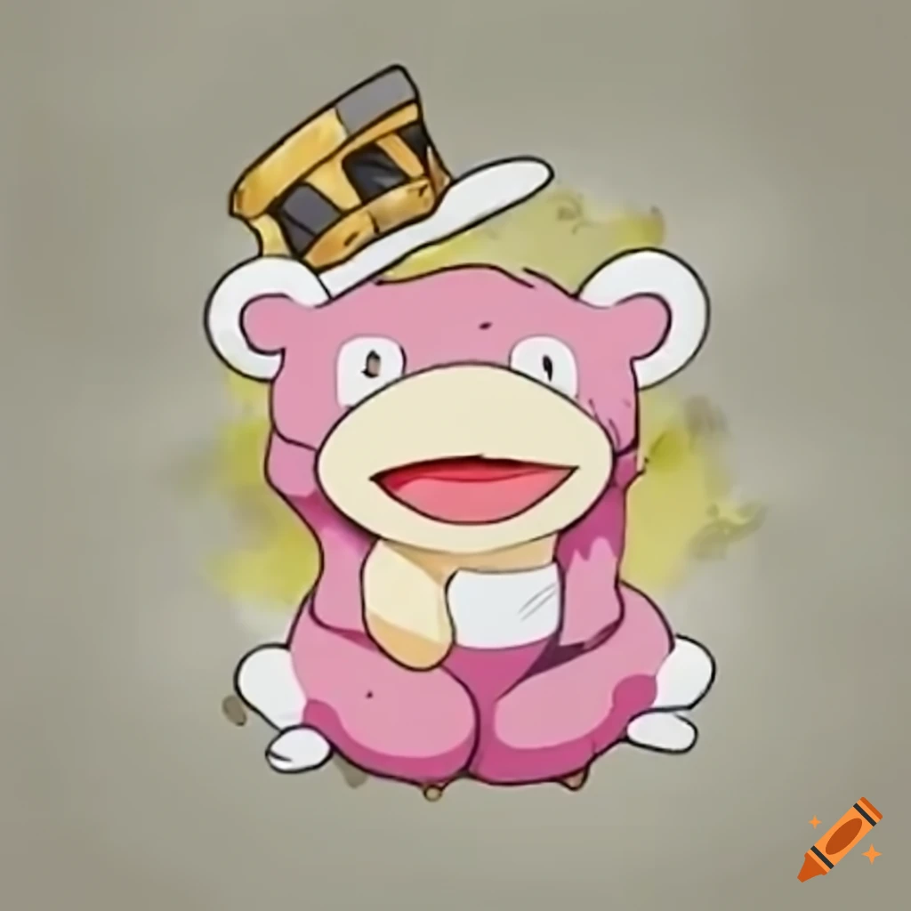 Slowbro pokemon wearing a jotaro hat on Craiyon