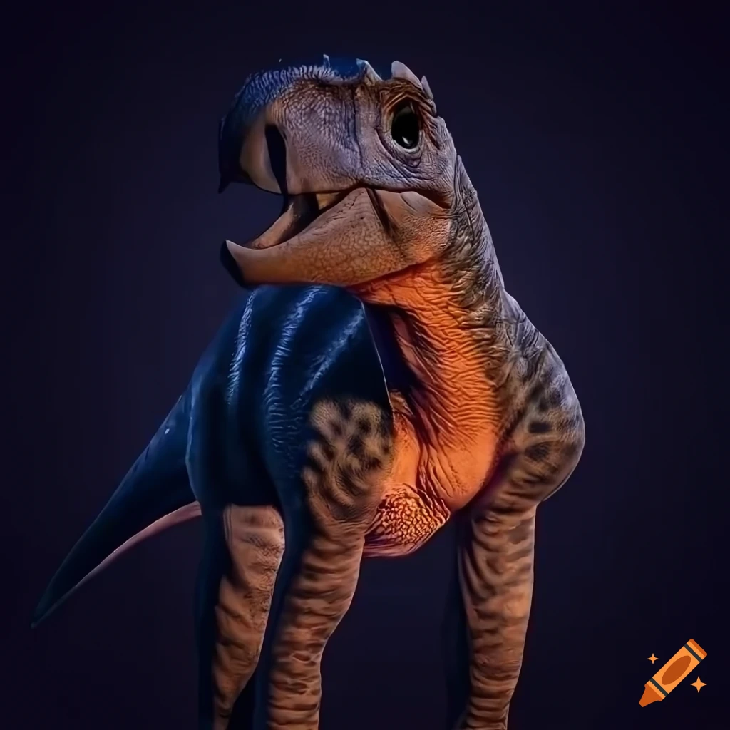 Hefty Hadrosaurus dinosaur with intricate lizard-like color pattern in ...