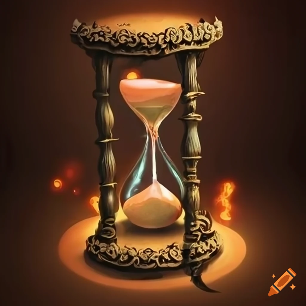 Intricate mythical hourglass with fantasy symbols on Craiyon