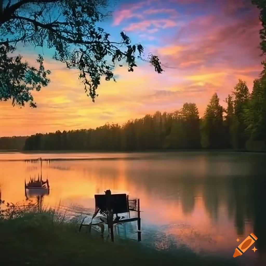 Recreational plots by the lake on Craiyon
