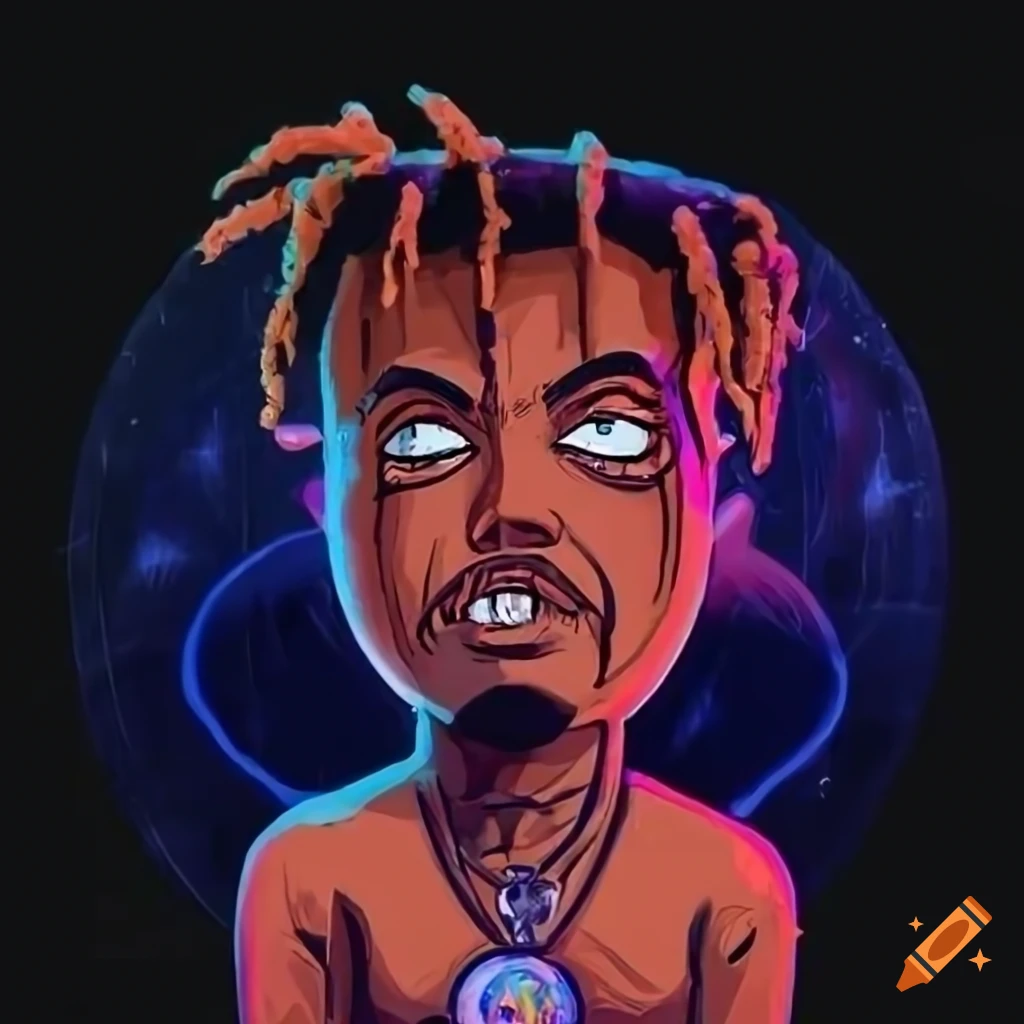 Album artwork for juice wrld with psychedelic and dark cartoon style on ...