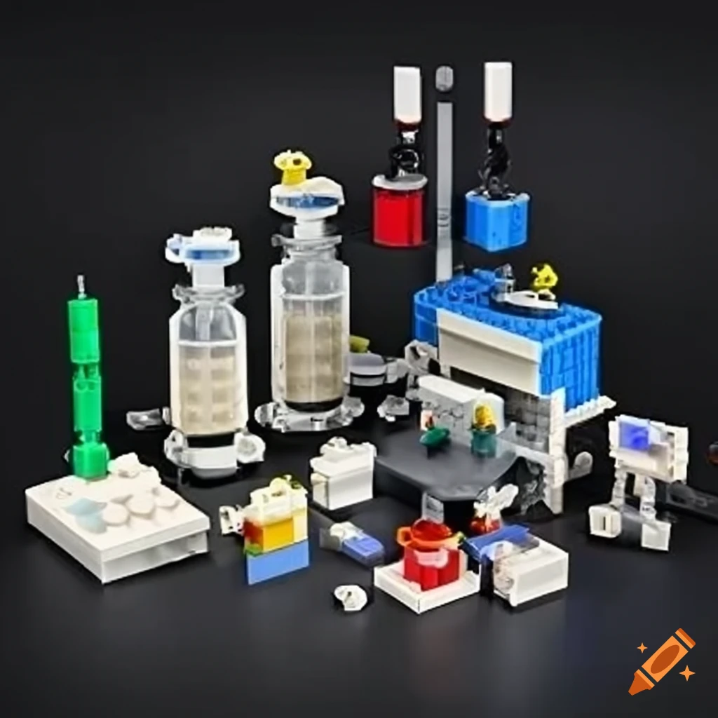 High definition lego set laboratory with biotechnology equipment on Craiyon
