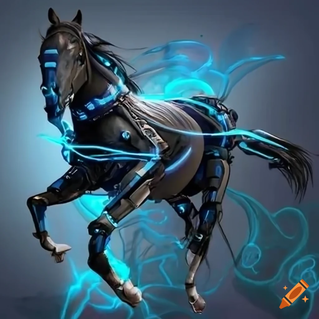 Charming cybernetic horse on Craiyon