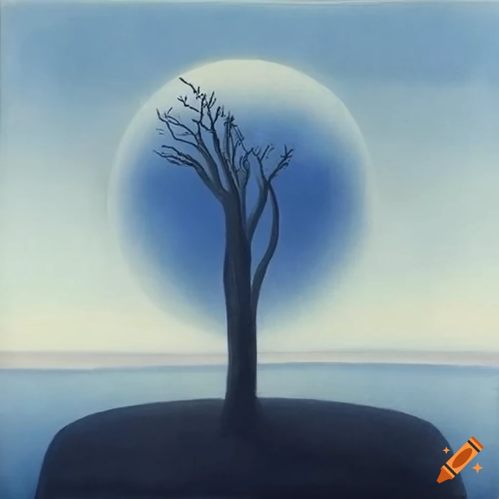 Tree with twisting branches by rene magritte on Craiyon