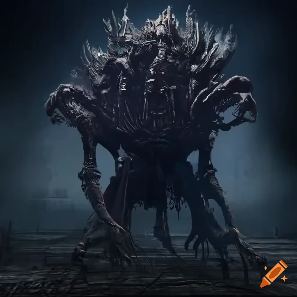 Detailed and realistic 4k depiction of the Bloodborne amygdala on Craiyon